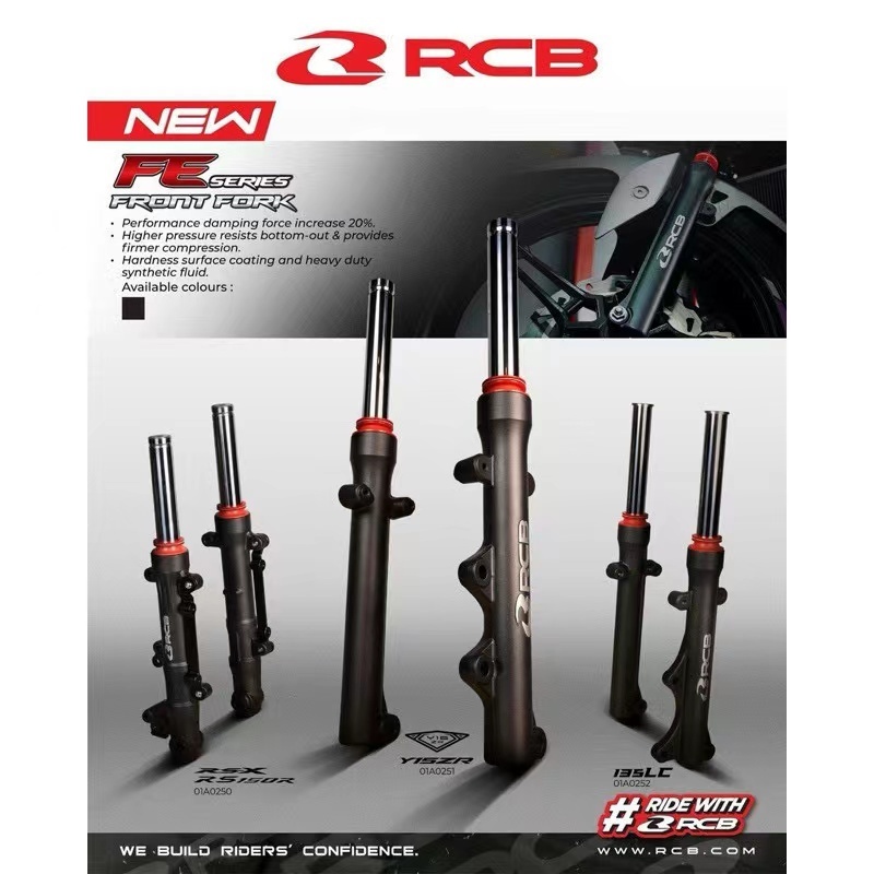 2024 NEW ITEM RCB RACING FE FORK ADJUSTABLE 26MM BLACK FRONT RS150 ...