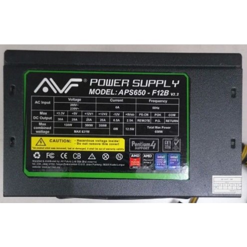 AVF APS650-F12B ver 2.2 650W Desktop Power Supply Unit/ PSU (Used ...