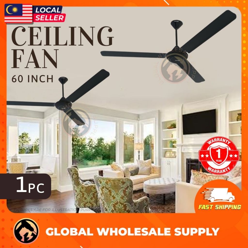 60" Ceiling Fan With 3 Blade Kipas Siling Ruang Tamu 3 Bilah Kipas ...