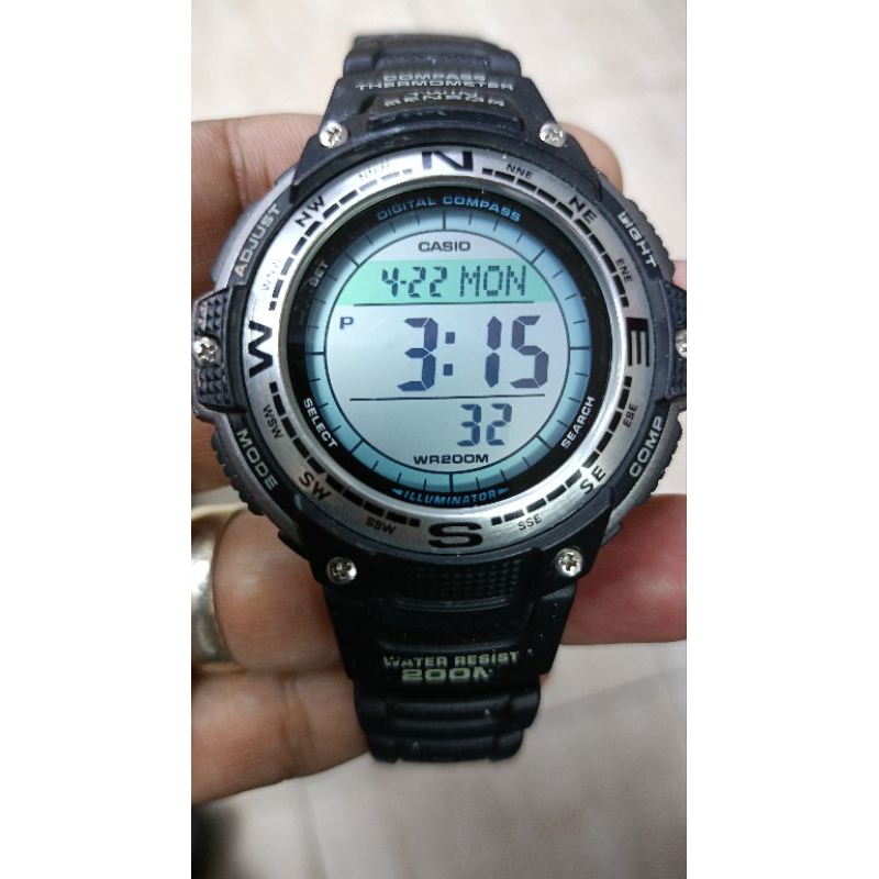 CASIO SGW-100 ALARM WORLD TIME COMPASS TWIN SENSOR MEN QATCH | Shopee ...