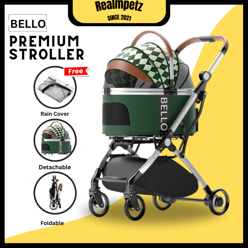 BELLO Premium Pet Stroller for Dog & Cat Detachable Carrier Upgraded ...