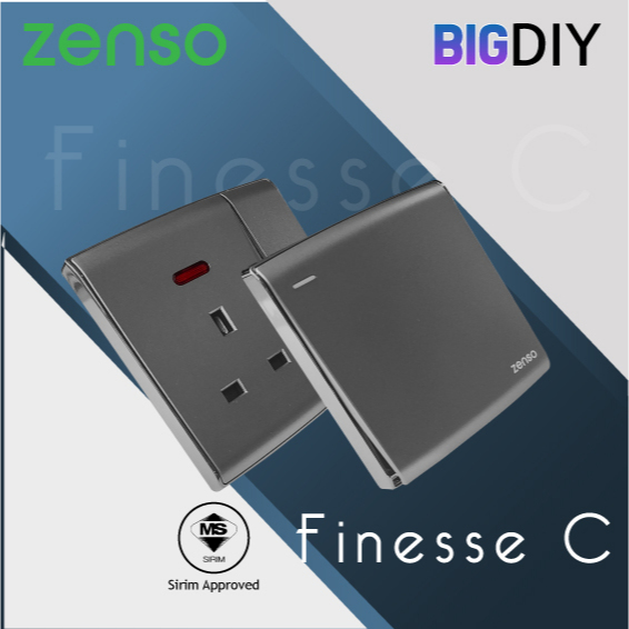 [SIRIMM APPROVED] ZENSO Finesse C Black Switch Switches & Sockets 1gang ...