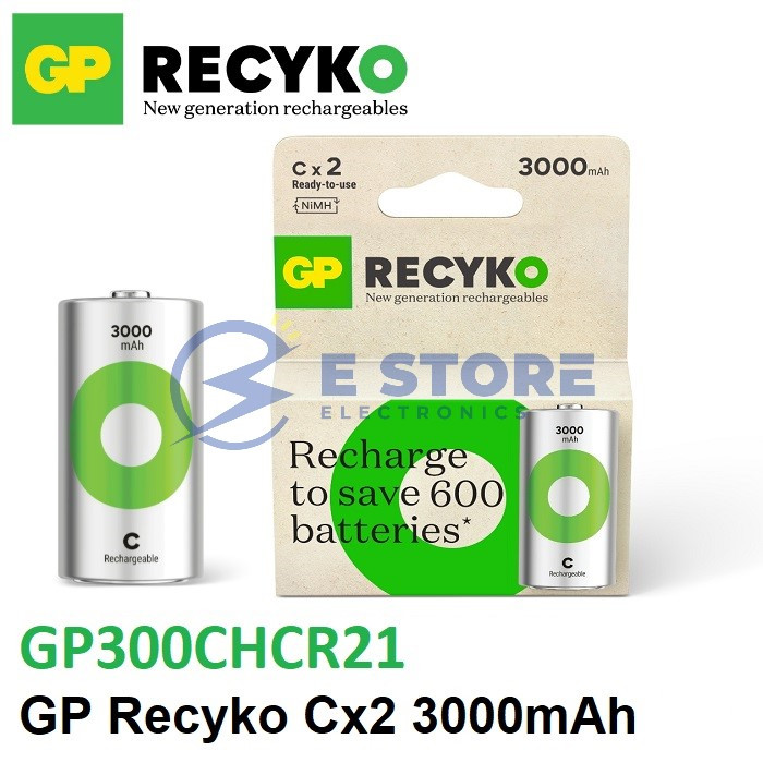 GP ReCyko C Rechargeable Battery 3000mAh (2 battery pack) - GP300CHCR21 ...