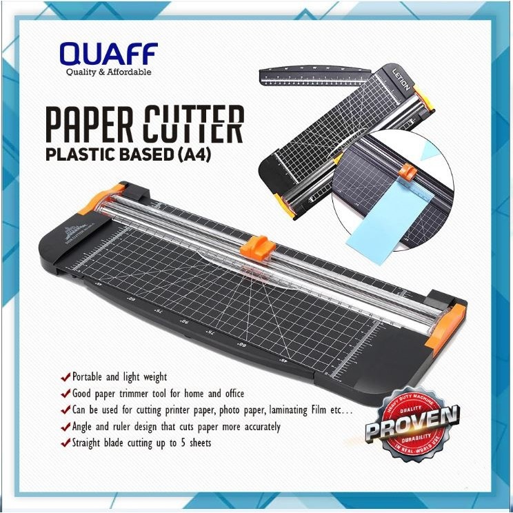 QUAFF Paper Cutter Plastic Based / Sliding Cutter / Paper Trimmer A4 ...