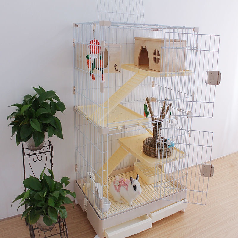 Rabbit Cage Three-layer Rabbit Cage Household Oversized Drawer Rabbit ...
