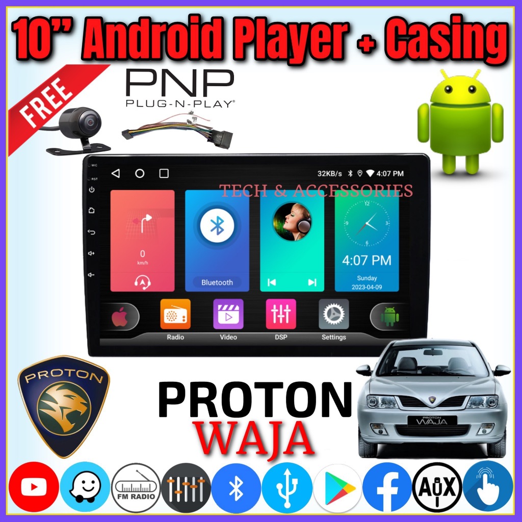 Proton Waja (2GB/4GB Ram + 32GB/64GB ROM) 10" Android 2-DIN Car Player ...