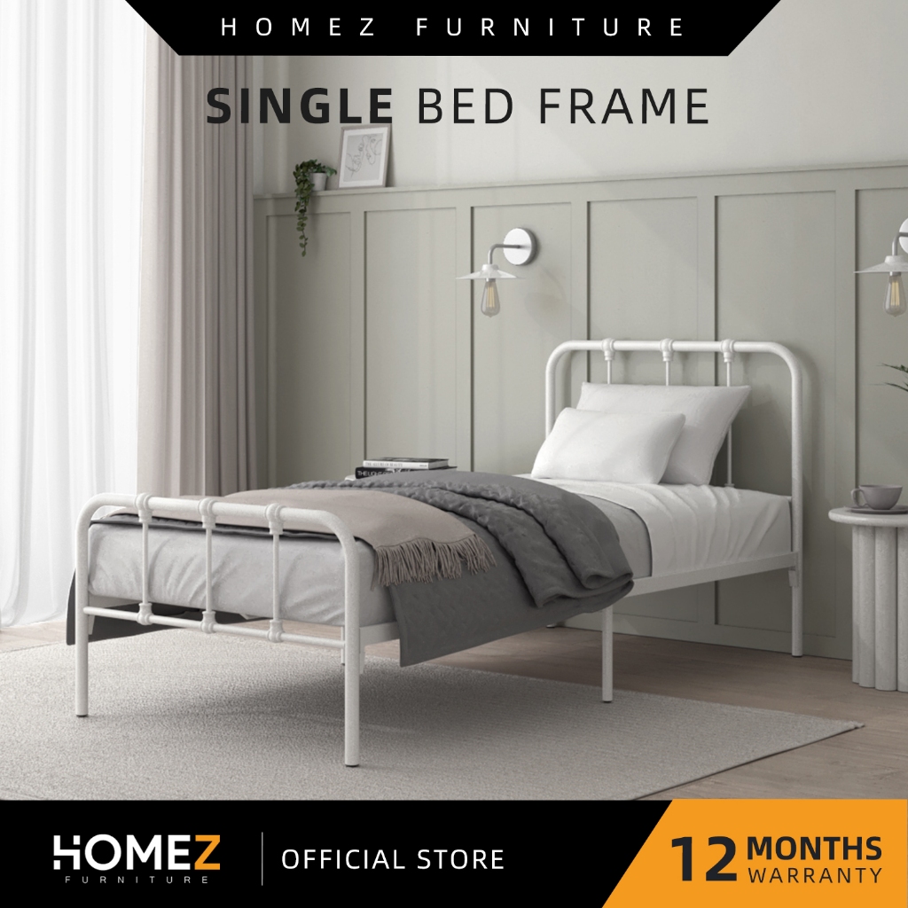 [FREE Shipping] Homez 3V Powder Coated Metal Bed Frame Single Size ...