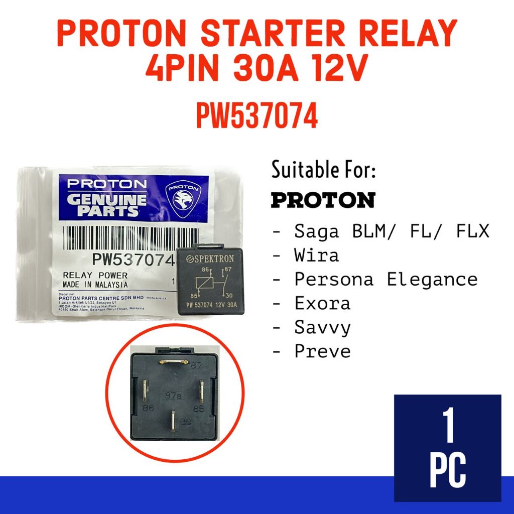 【100% ORIGINAL】RELAY STARTER PROTON PW537074 (4 PIN 30A 12V) UNTUK ...
