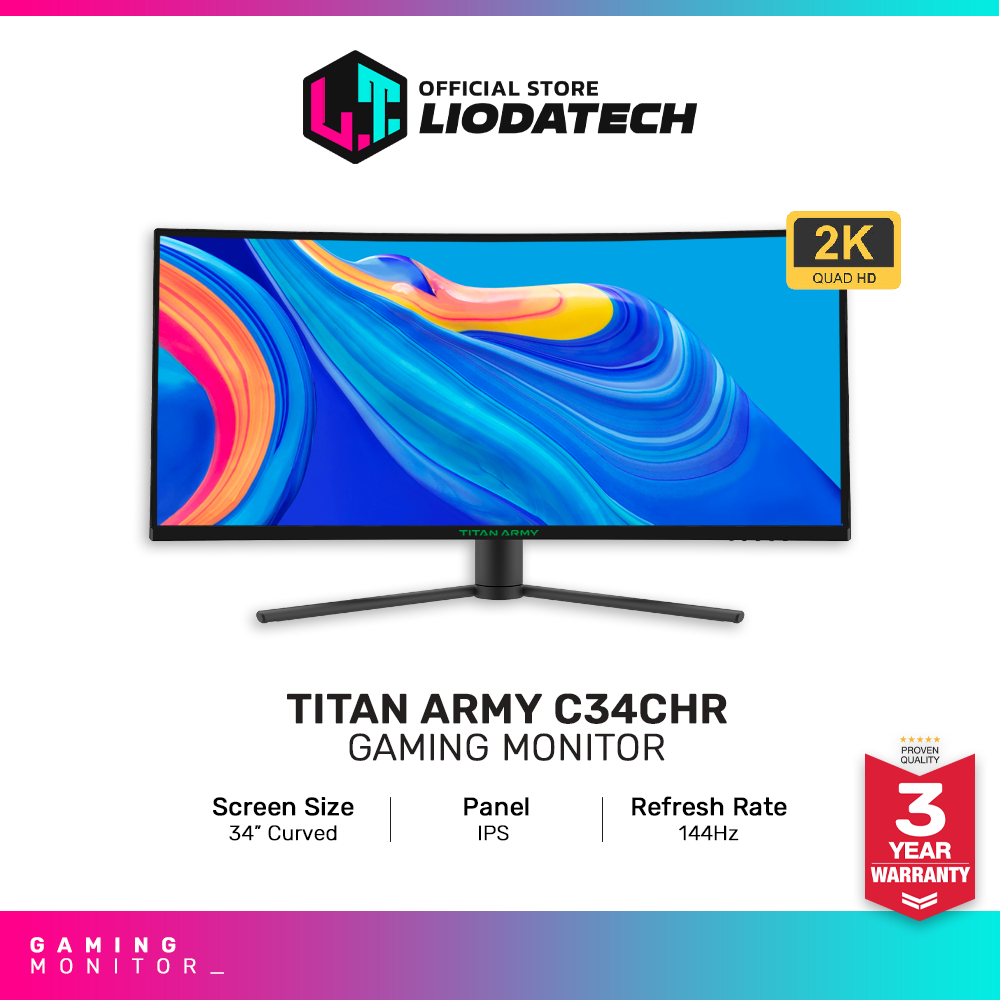 TITAN ARMY 34” Curved Ultrawide 2K 144Hz 1ms Gaming Monitor (C34CHR ...