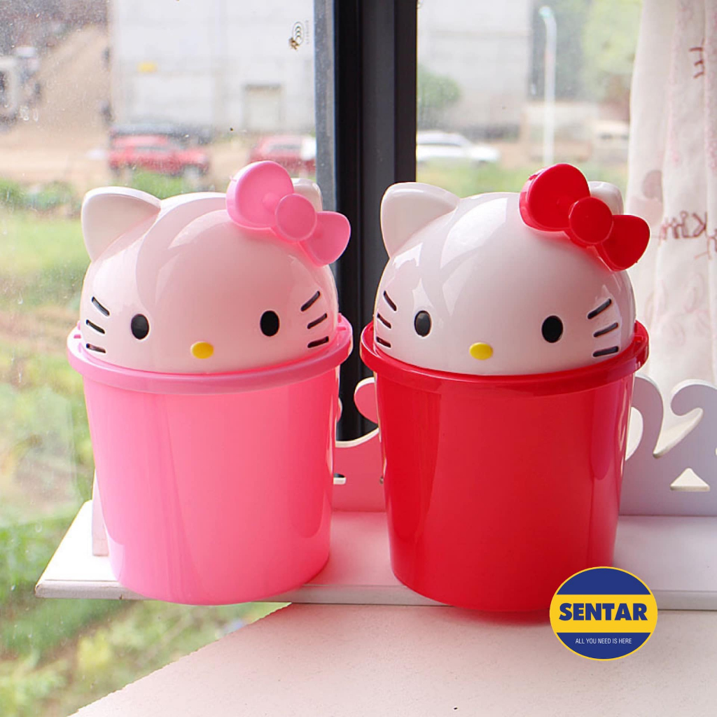 Sanrio Hello Kitty Red/Pink Swing Dustbin Cute Cartoon Girl Art Design ...