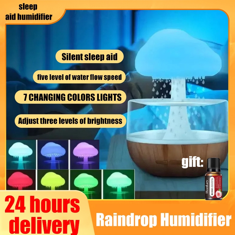 Raindrop Humidifier LED Night Light USB Aroma Purifier Diffuser With ...