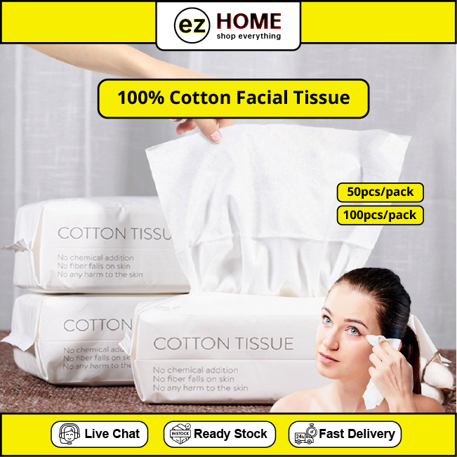 [100% Cotton Facial Tissue] Disposable Face Tissue Makeup Remover ...