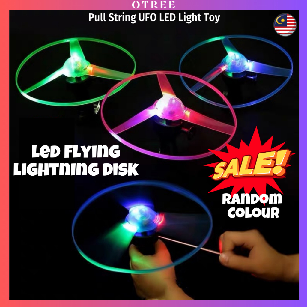 🌈LOWEST PRICE🌈Colourful Pull String UFO Flying LED Light Toy/Light Toys ...
