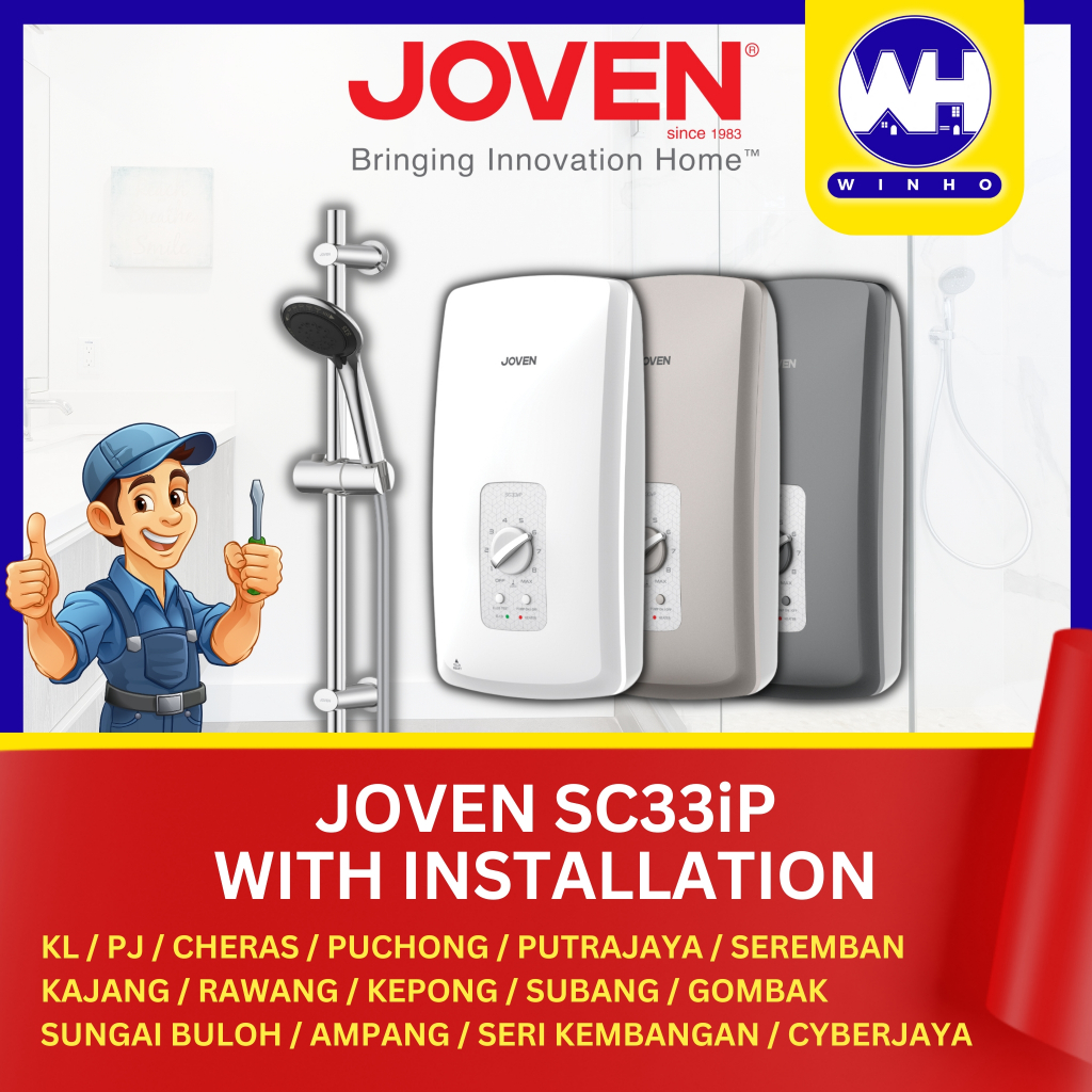 【WITH INSTALLATION】 JOVEN SC33iP DC Pump Energy Saving Water Heater ...