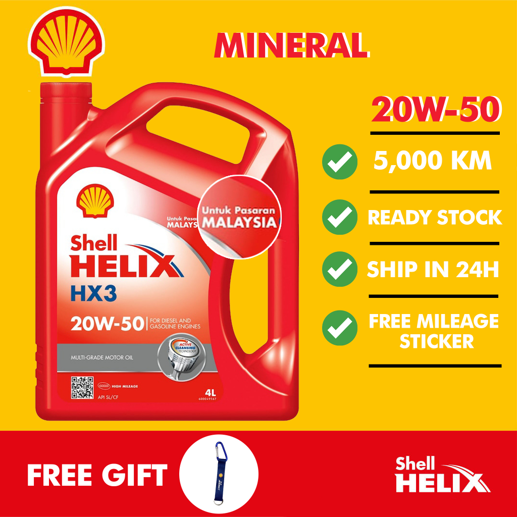 Shell Helix HX3 20W-50 Mineral Engine Oil (4L) | Shopee Malaysia