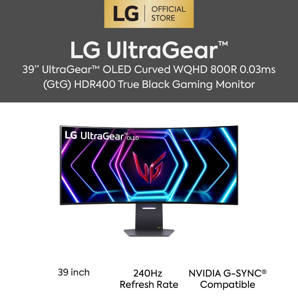 LG 39" 39GS95QE UltraGear™ OLED Curved Gaming Monitor WQHD with 240Hz ...