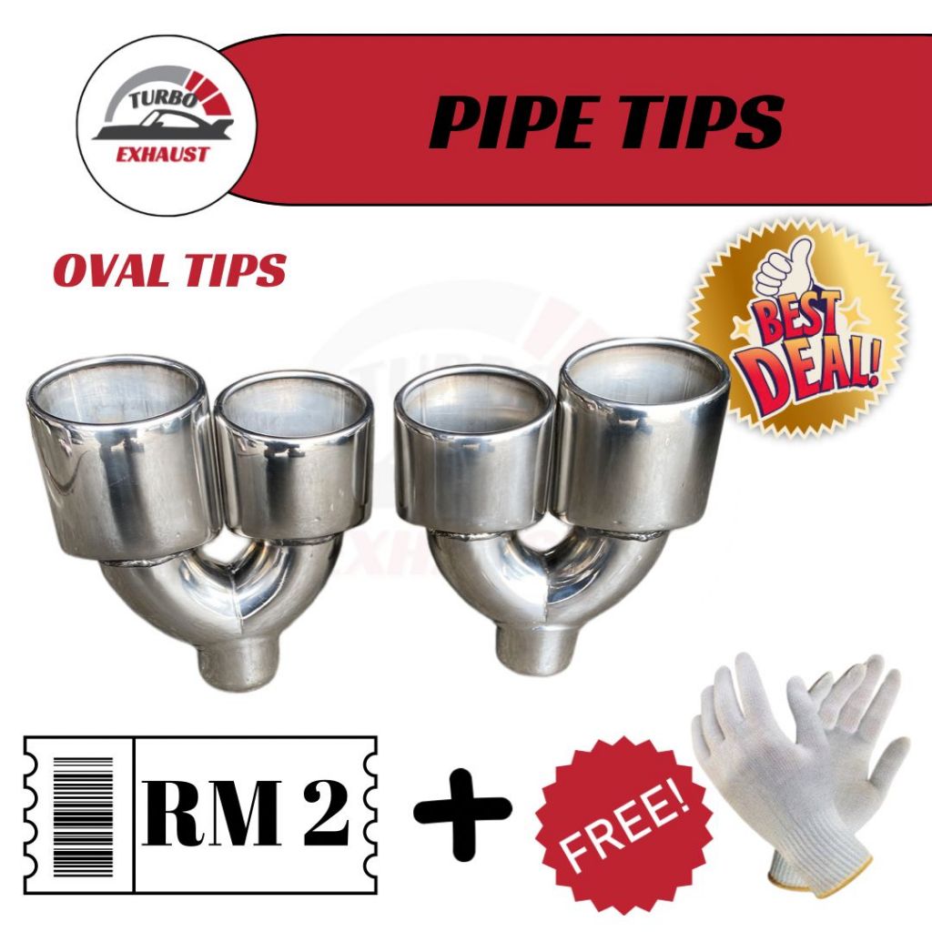 PREMIUM!! ⭐TURBO EXHAUST⭐ READY STOCK STAINLESS STEEL TWIN OVAL PIPE ...