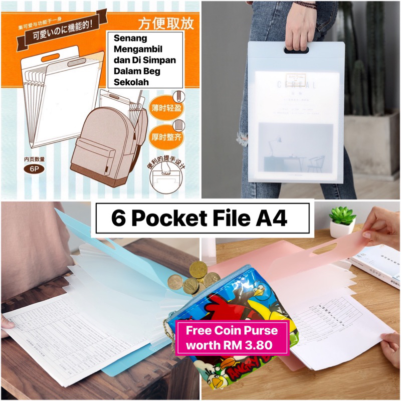 SNT File Folder Fail (FILE A4) Fail Folder 6 Pocket Vertical Waterproof ...