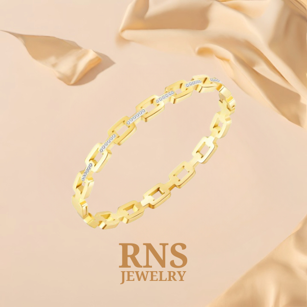 [Ready Stock] RNS Titanium Rose Gold Plated Bangle Chain Link Fashion ...