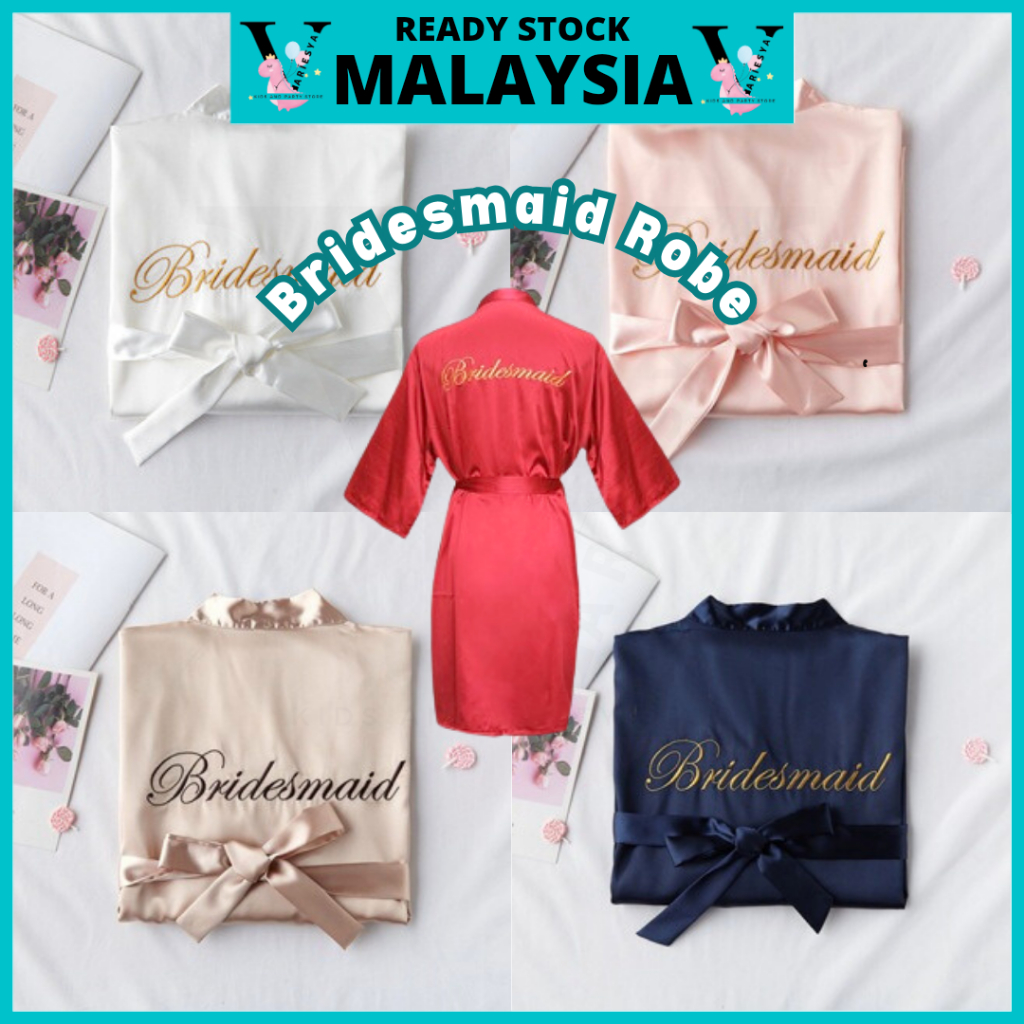 Robe Bridesmaids Bride Kimono Rope Satin Kimono Bathrobe for Wedding ...