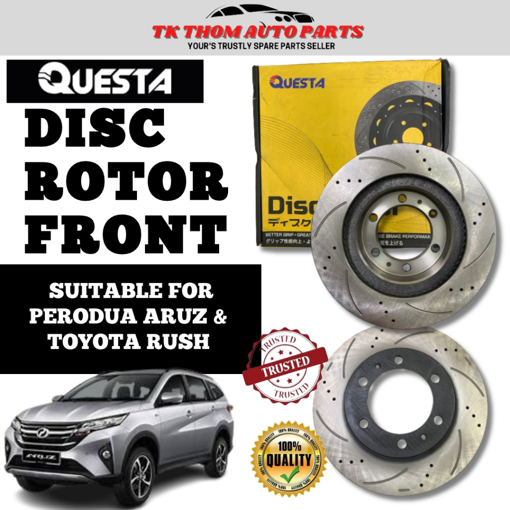QUESTA DISC ROTOR/DISC BRAKE PERODUA ARUZ TOYOTA RUSH (1 SET) | Shopee ...