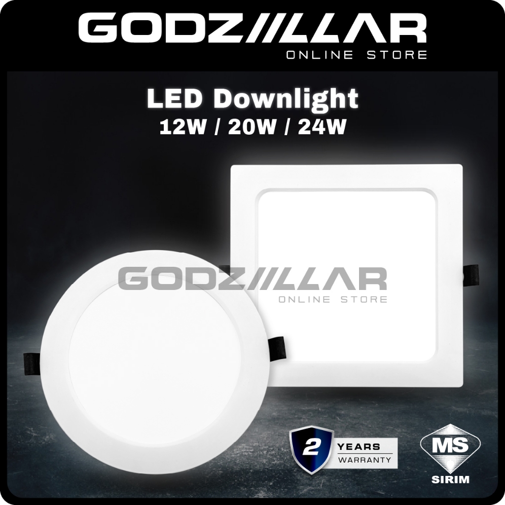 (Sirim) LED Downlight Round Square 24W 20W 12W 8" 6" 4" Recessed ...