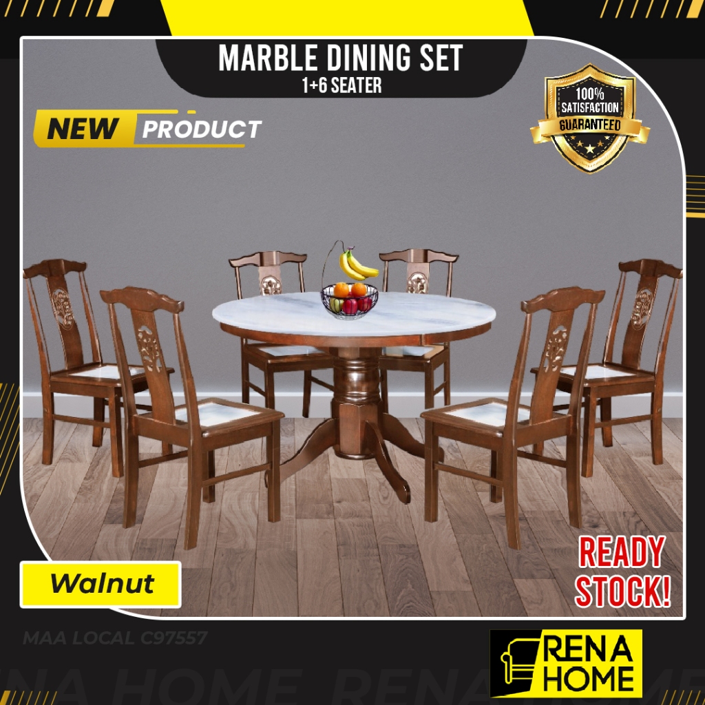 [FREE INSTALLATION] Marble Dining Set | 6 Seater Dining Set | Round ...