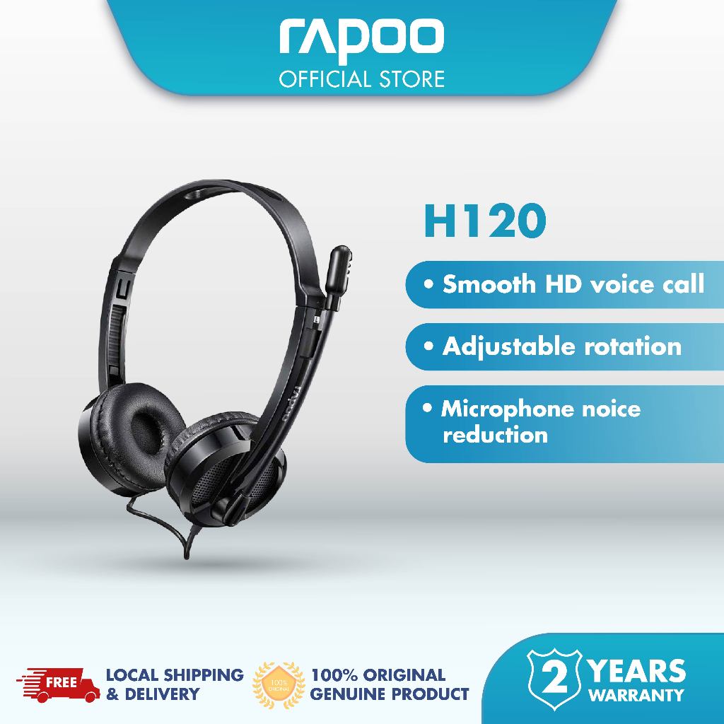 Rapoo USB Wired Stereo Headphone - Black H120 | Shopee Malaysia