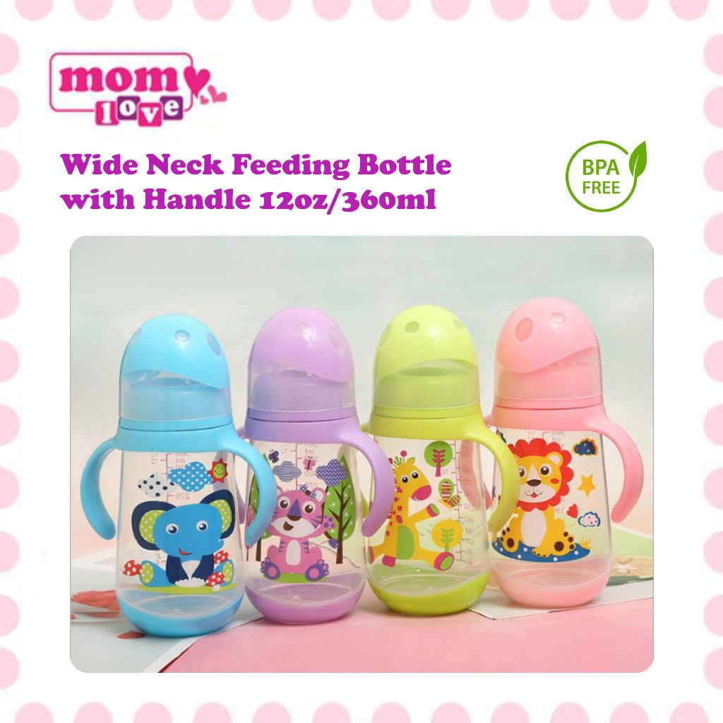 Wide Neck Feeding Bottle with Handle (8oz/240ml & 12oz/360ml) / Mom ...