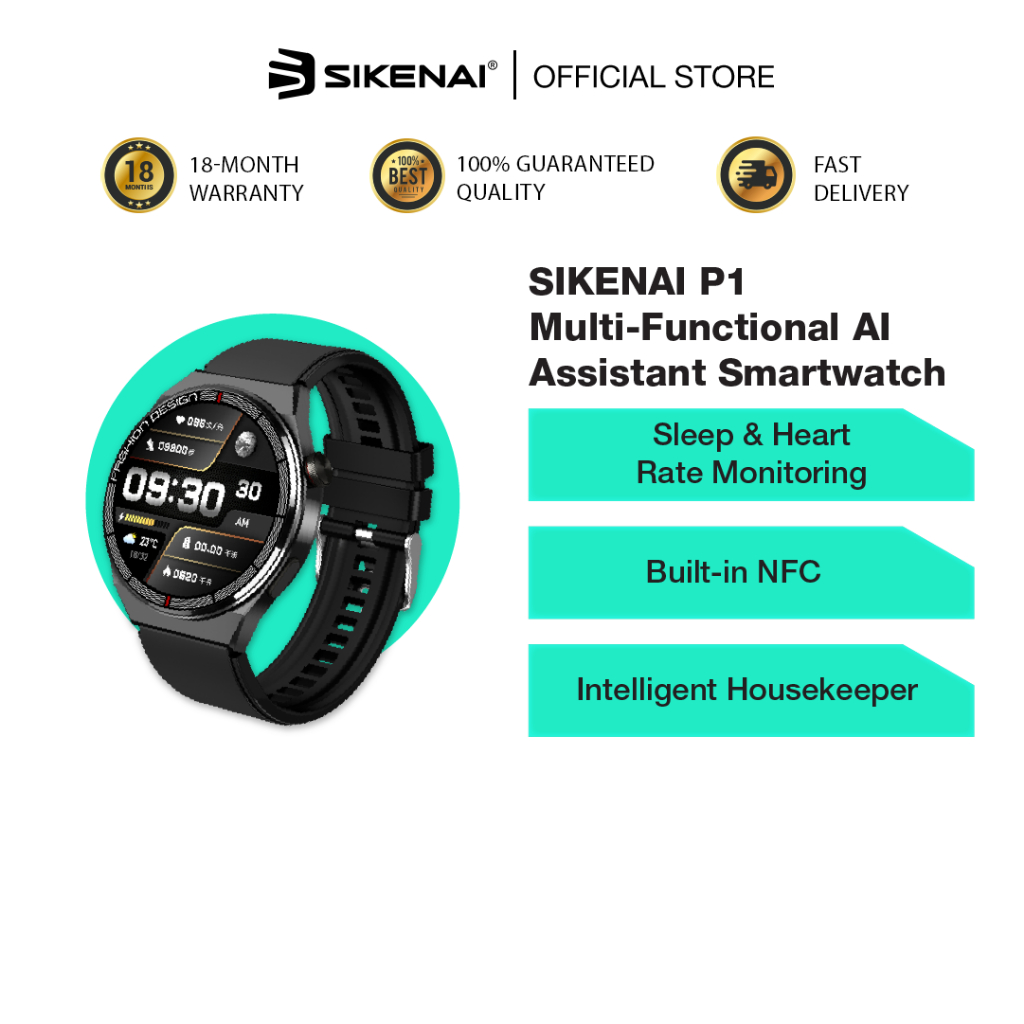 SIKENAI P1 Multi-Functional Touch Operation AI Assistant Smartwatch ...