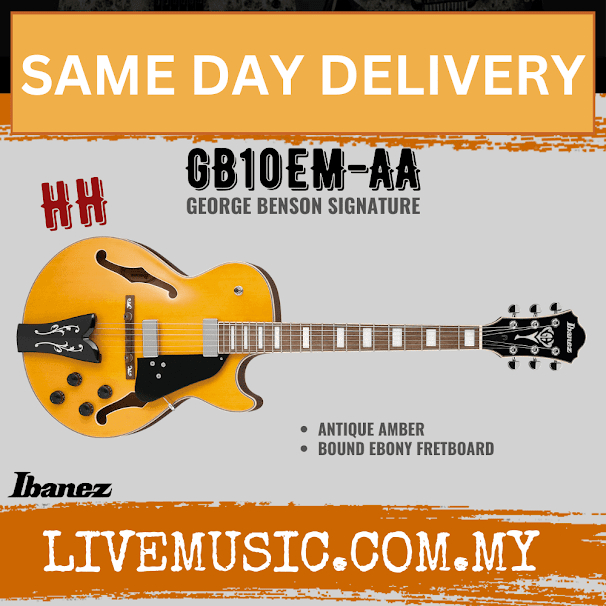 Ibanez GB10EM George Benson Signature Electric Guitar, Jet Blue Burst ...