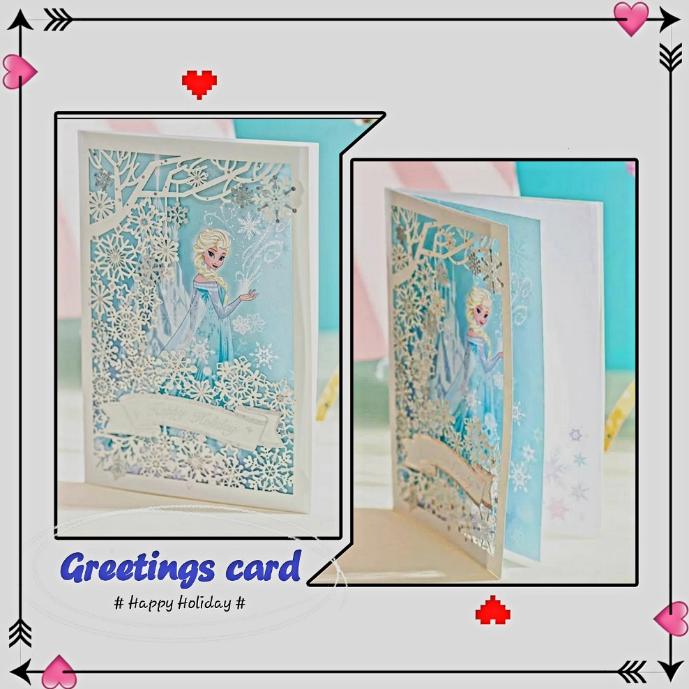 Princess Elsa Girl Heart Greeting Card Cartoon Ice and Snow Frozen ...