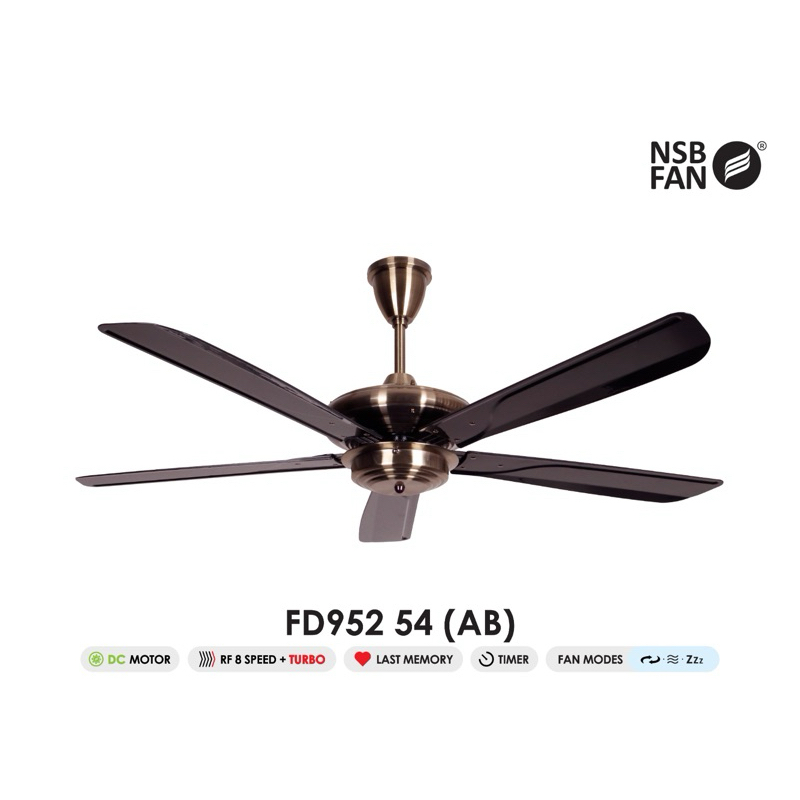 NSB FAN FD952 /Xtreme MAX Powerful DC 54” / 42” CEILING FAN TURBO 5 ...