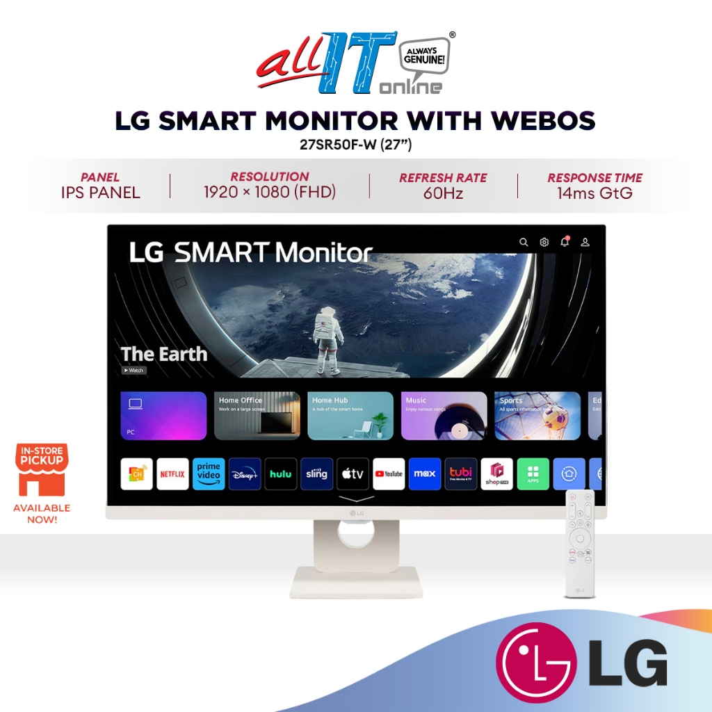 LG 27SR50F-W 27" FHD HDR10 Smart Monitor with webOS | AirPlay 2 | IPS ...