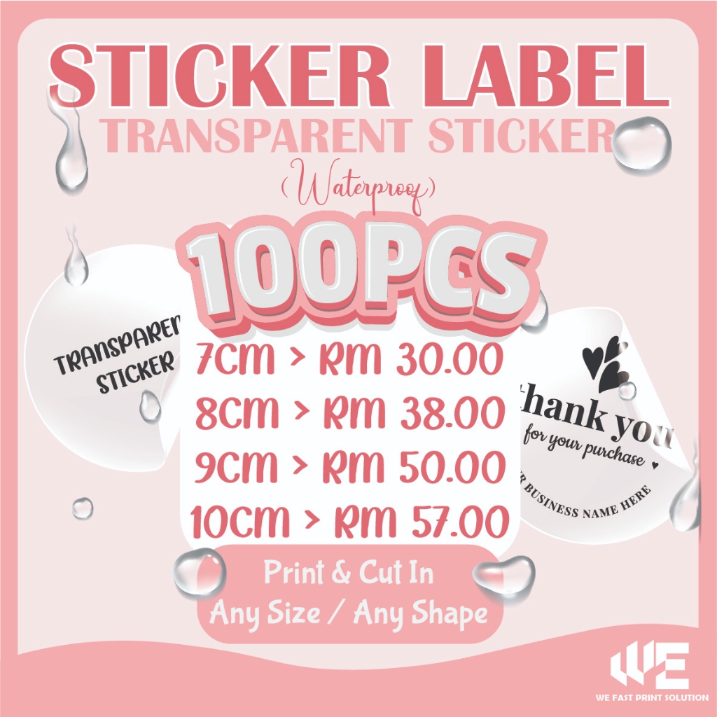 [100PCS]Transparent Sticker Printing Labels & Sticker Customize Round ...