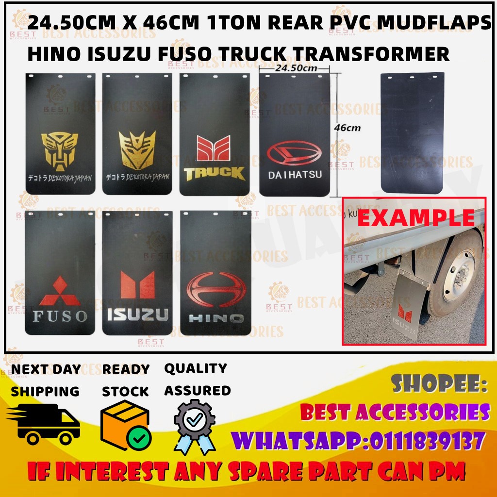 24.50CM X 46CM 1TON REAR PVC MUDFLAPS HINO ISUZU FUSO TRUCK TRANSFORMER ...