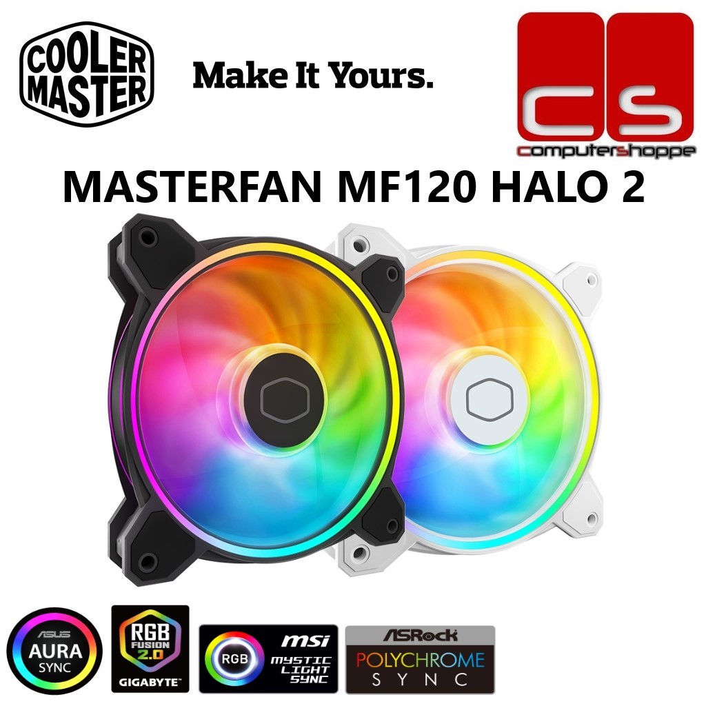 Cooler Master MASTERFAN MF120 HALO² Series ARGB Case Fan - Black/White ...