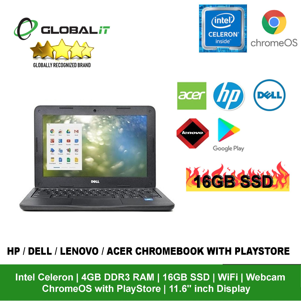 (Refurbished) HP / Dell / Lenovo / Acer Chrome Laptop / Intel Celeron ...