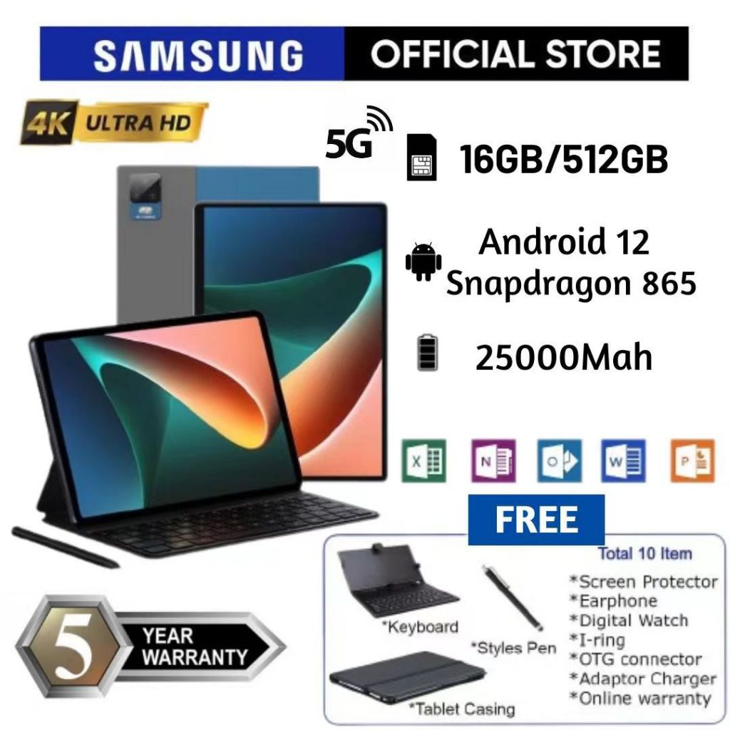 {PROMO} 2023 5G Tablet Samsung Galaxy P20 12 Inch Tablet 12GB+512GB Learning Tablet for Online ...