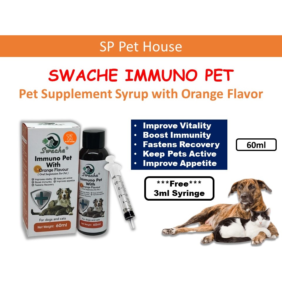 *Free Syringe* Swache Immuno Pet with Orange Flavour Immune Booster for ...