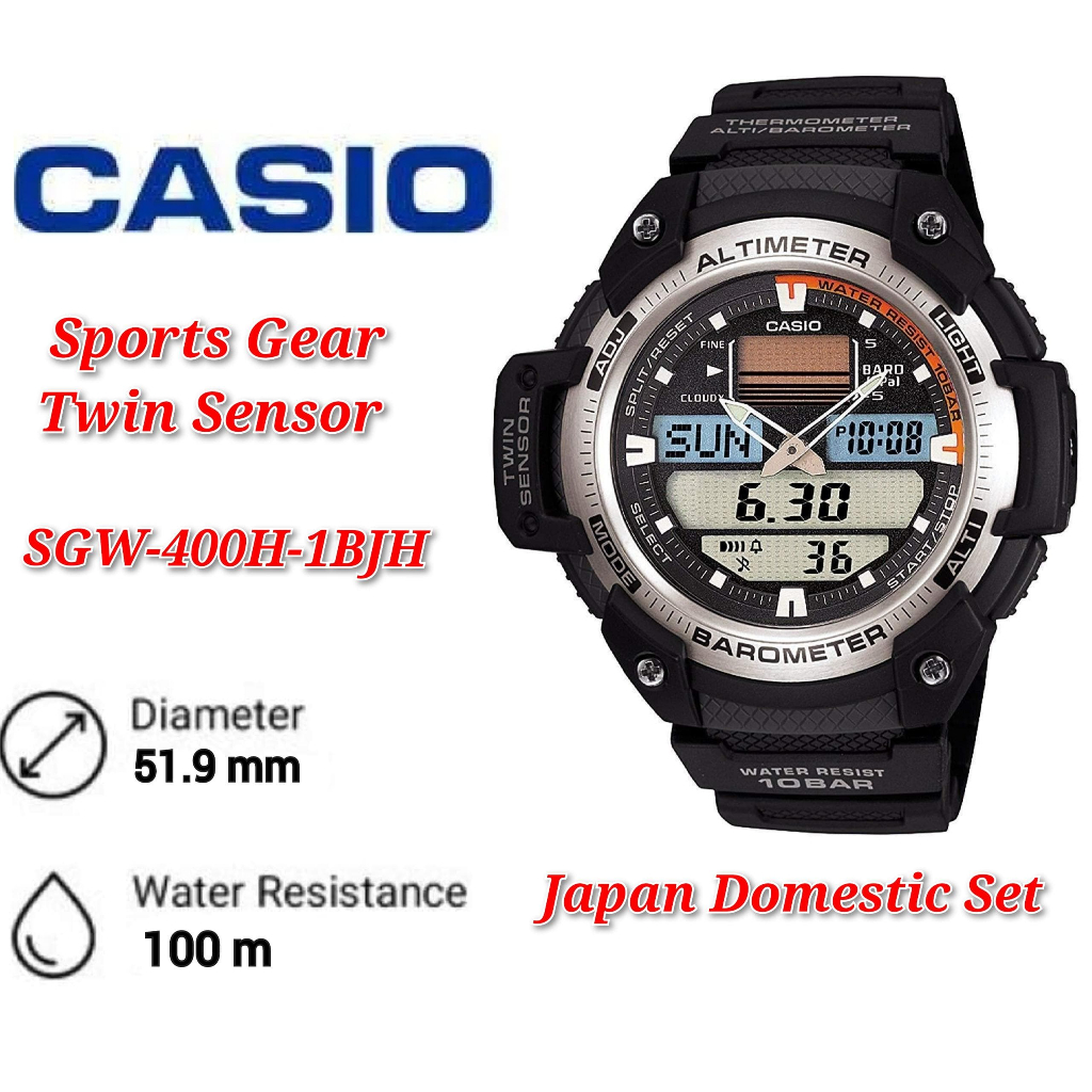 (Japan Set) CASIO SGW-400H-1BJF Watch Sports Gear Twin Sensor Men - SGW-400H . | Shopee Malaysia