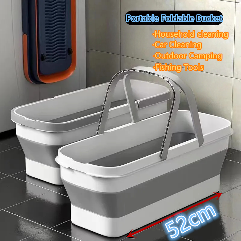 Foldable Bucket with Wheels 16L for House Cleaning, Camping, and Car ...