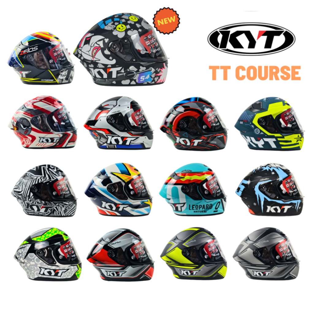 KYT TT COURSE FULL FACE HELMET (MARIO, SPACE MONKEY, DALLA PORTA, KASMA ...
