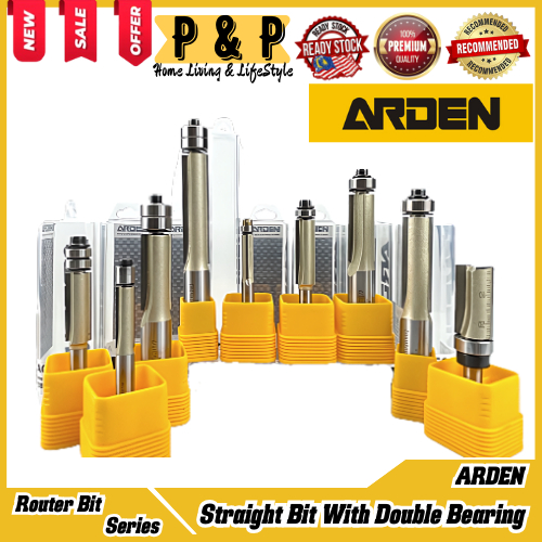 ARDEN Router Bit - Straight Bit With Two Bearing #32 / #37 / #36 / #38 ...
