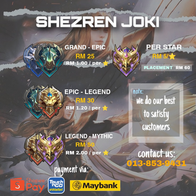 Mobile Legend Rank Boost Joki Mlbb | Shopee Malaysia
