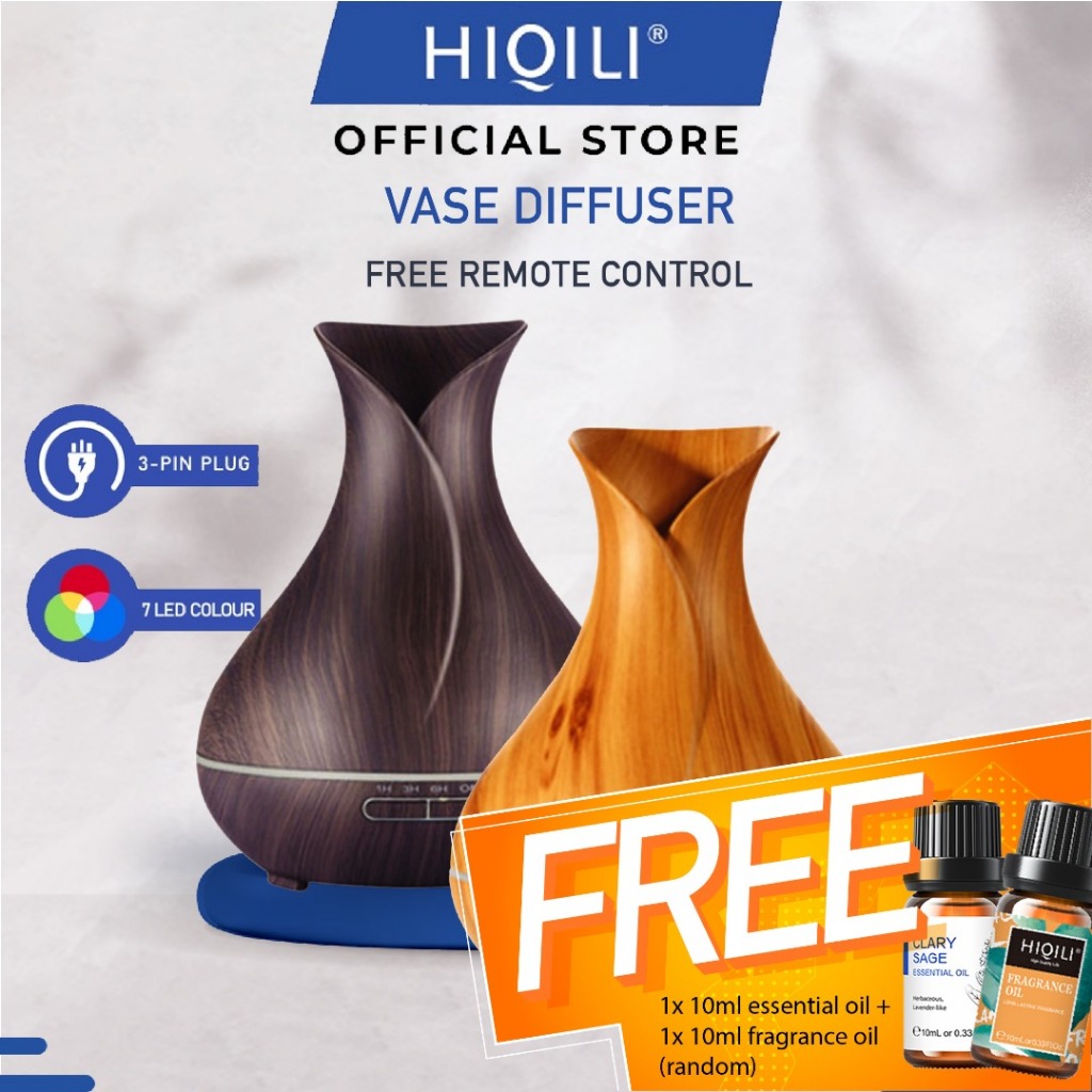 HiQiLi Vase Aroma Ultrasonic Diffuser Humidifier LED Aromatherapy Pewangi Rumah Pewangi Bilik ...