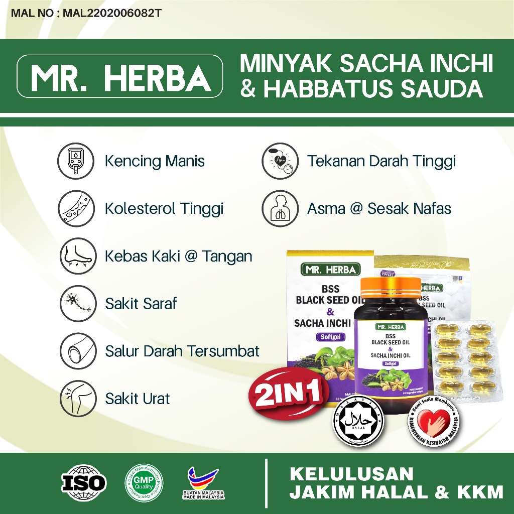 Mr Herba Minyak Sacha Inchi Minyak Habbatus Sauda Ubat Kencing Manis ...