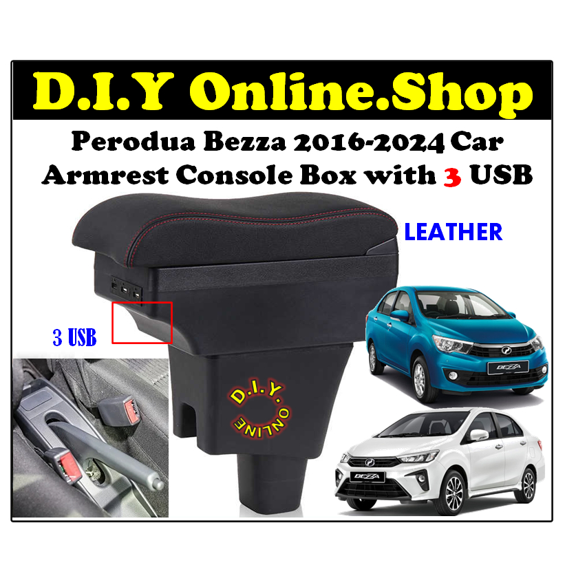 PERODUA BEZZA 2015-2024 CAR ARMREST CONSOLE BOX WITH USB | Shopee Malaysia
