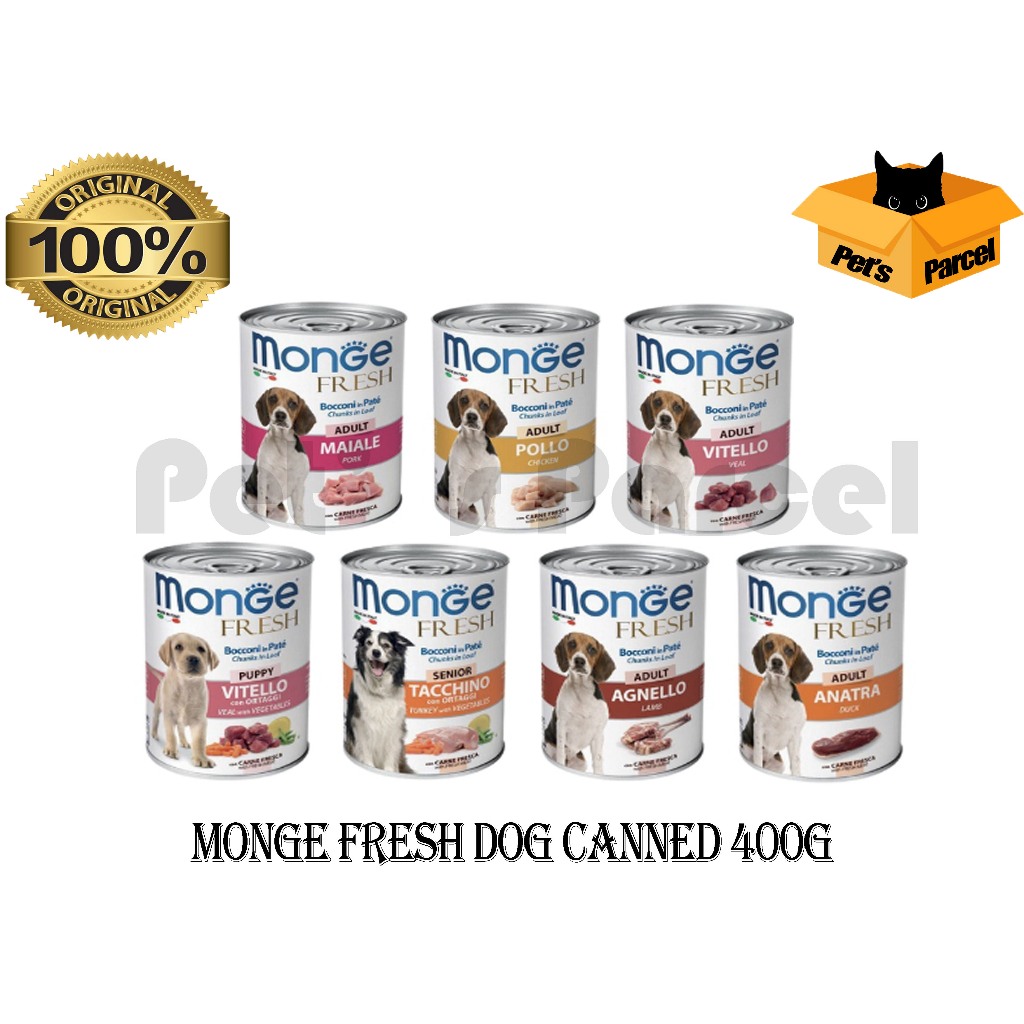 Monge Fresh Dog Canned 400g (Puppy / Adult / Senior / Veal) | Shopee ...