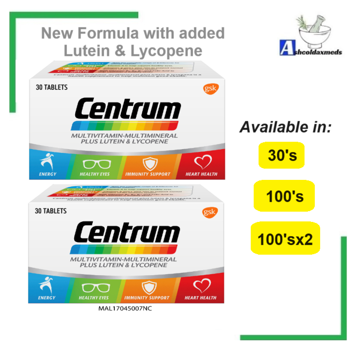Centrum Multivitamin With Lutein and Lycopene 100s/30s | Shopee Malaysia